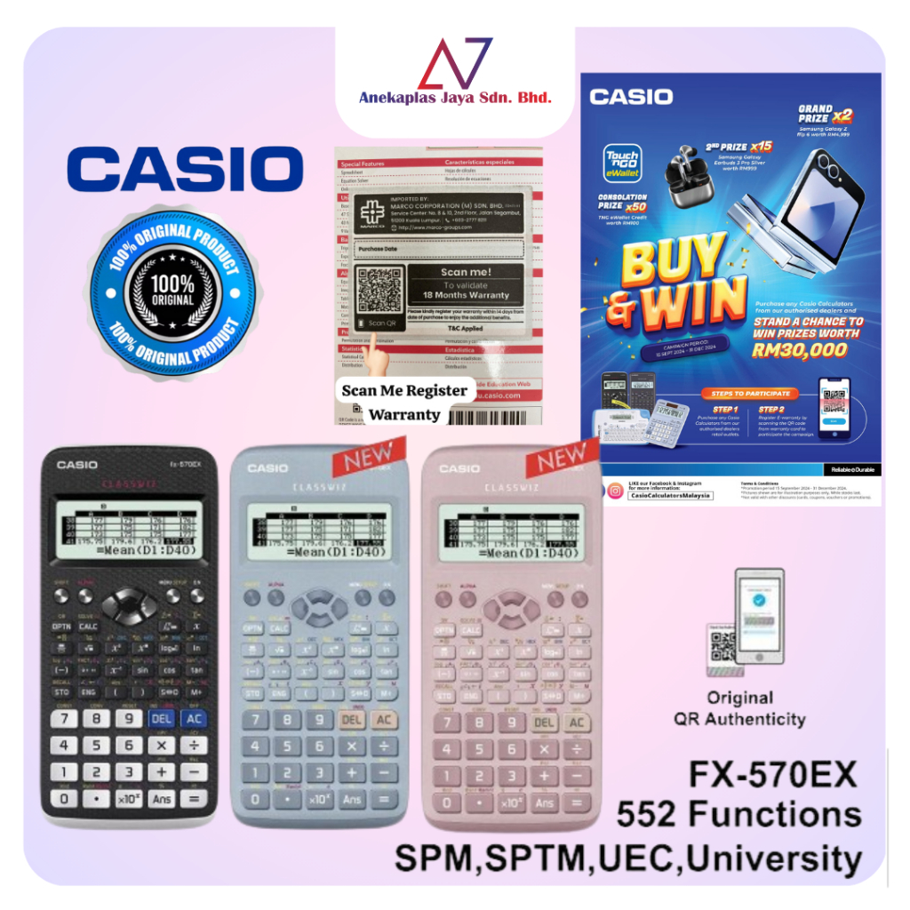 [Original] CASIO SCIENTIFIC CALCULATOR FX-570EX CLASSWIZ (18 Months ...