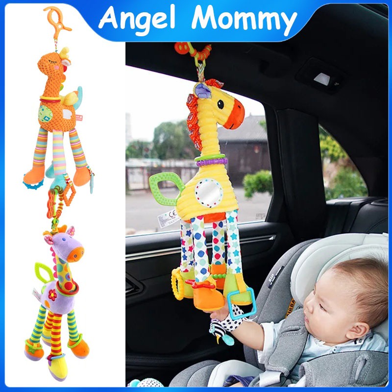 Baby Soft Giraffe Plush Handbells Rattle Teether Toys Bed Bell Stroller ...