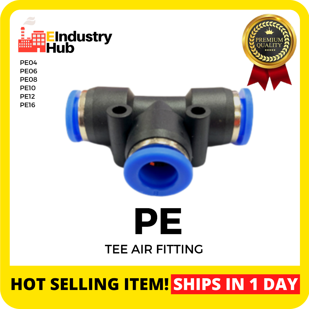 10 Pcs PE Pneumatic Tee Air Fitting Tee Connector Push In Push Lock ...