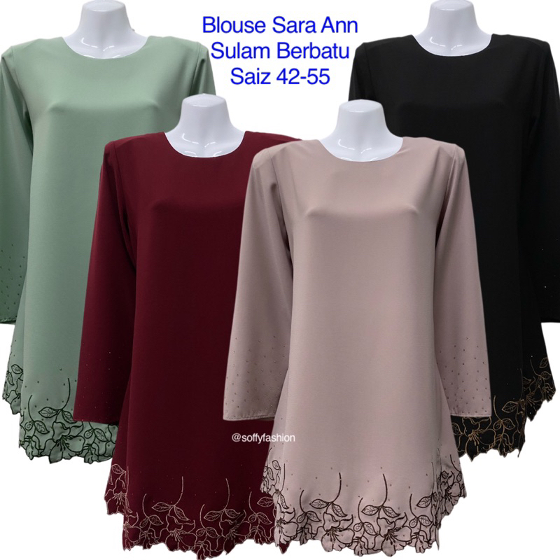 B2627 BLOUSE SARA ANN FURSAN SULAM BERBATU SAIZ 42-55 WOMEN CLOTHING ...