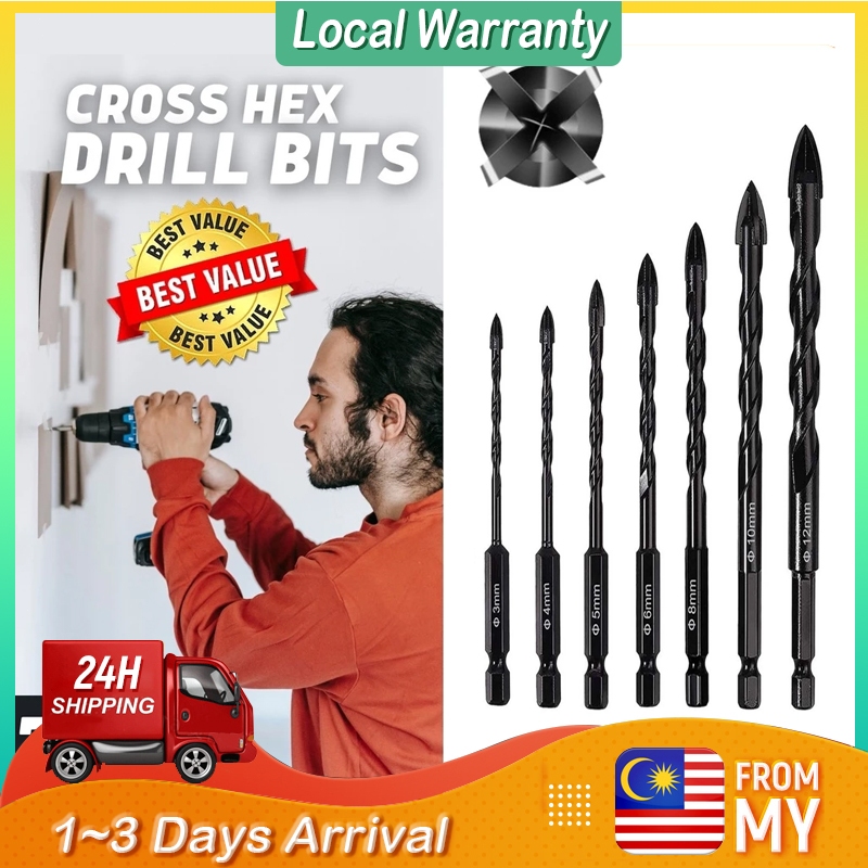 3-12mm Four-edge Thread Cross Hex Drill Bit Set Drill Bits Hard - Alloy ...