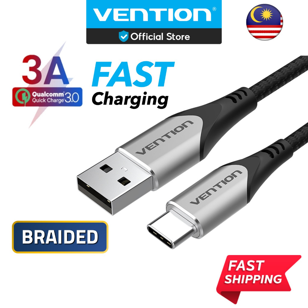 Vention USB A To USB Type C Cable 3A Fast Charging Braided Cable QC 3.0 ...