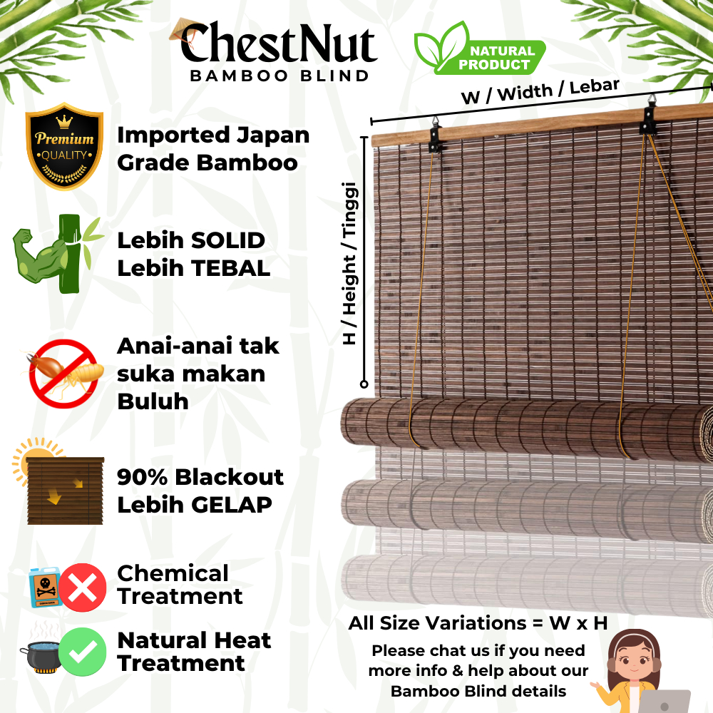 SUPERSAVE Bamboo Blind Bidai Buluh Outdoor Bidai Kayu Tirai Buluh Bidai ...