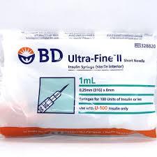 BD Ultra-Fine II (Short Needle) Insulin Syringe (Sterile Interior) 1ml ...