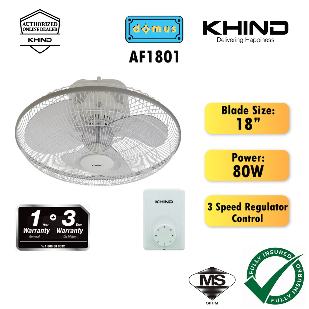 Khind 18" 360 Degrees Rotation Auto Fan 3 Speed Low Noise Oscillating ...
