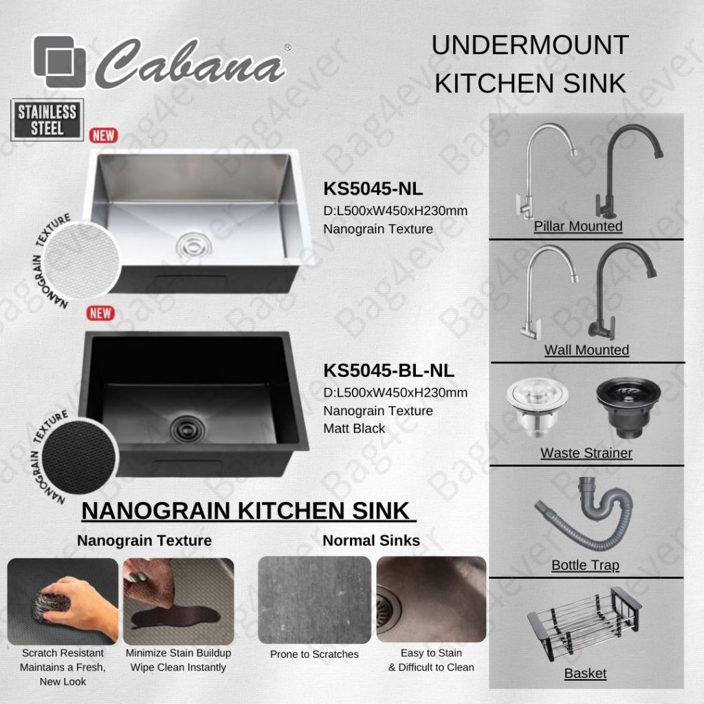 CABANA Undermount Single Bowl 500x450 Stainless Steel 304 Nano Mini HoneyComb Kitchen Sink ...