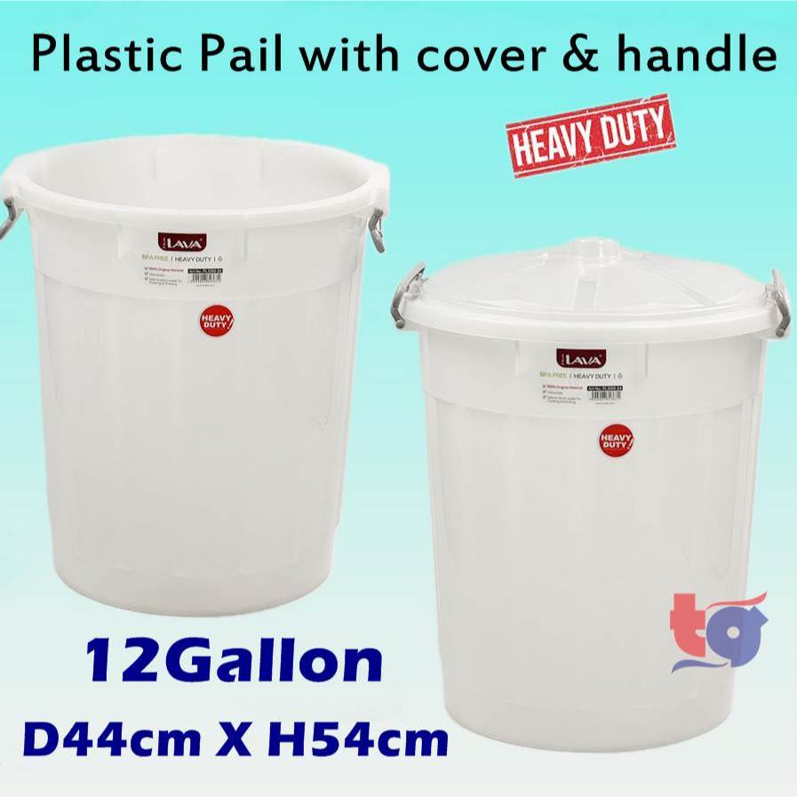 12 Gallon Plastic Pail With Cover / Tong AIr / Tong Plastik Isi Air ...