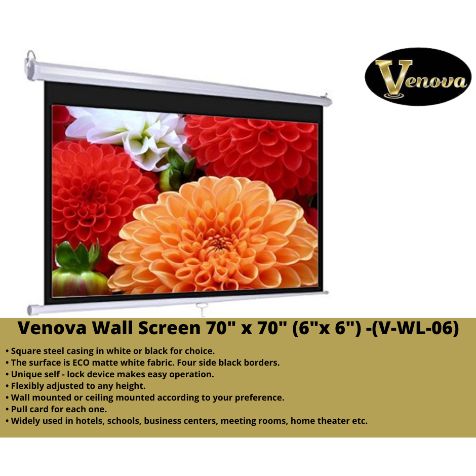 Venova 70" x 70" (6"x 6") Projector Wall Screen ( V-WL-06 ) | Shopee ...