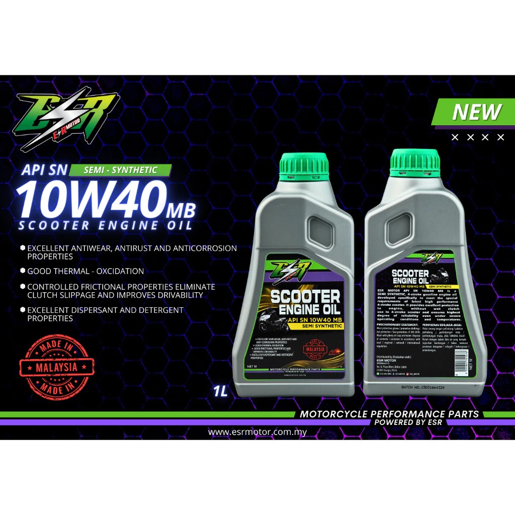 (ready stock ship in 24H )ESR MOTOR OIL ENGINE OIL 1L / 1.2L SEMI ...