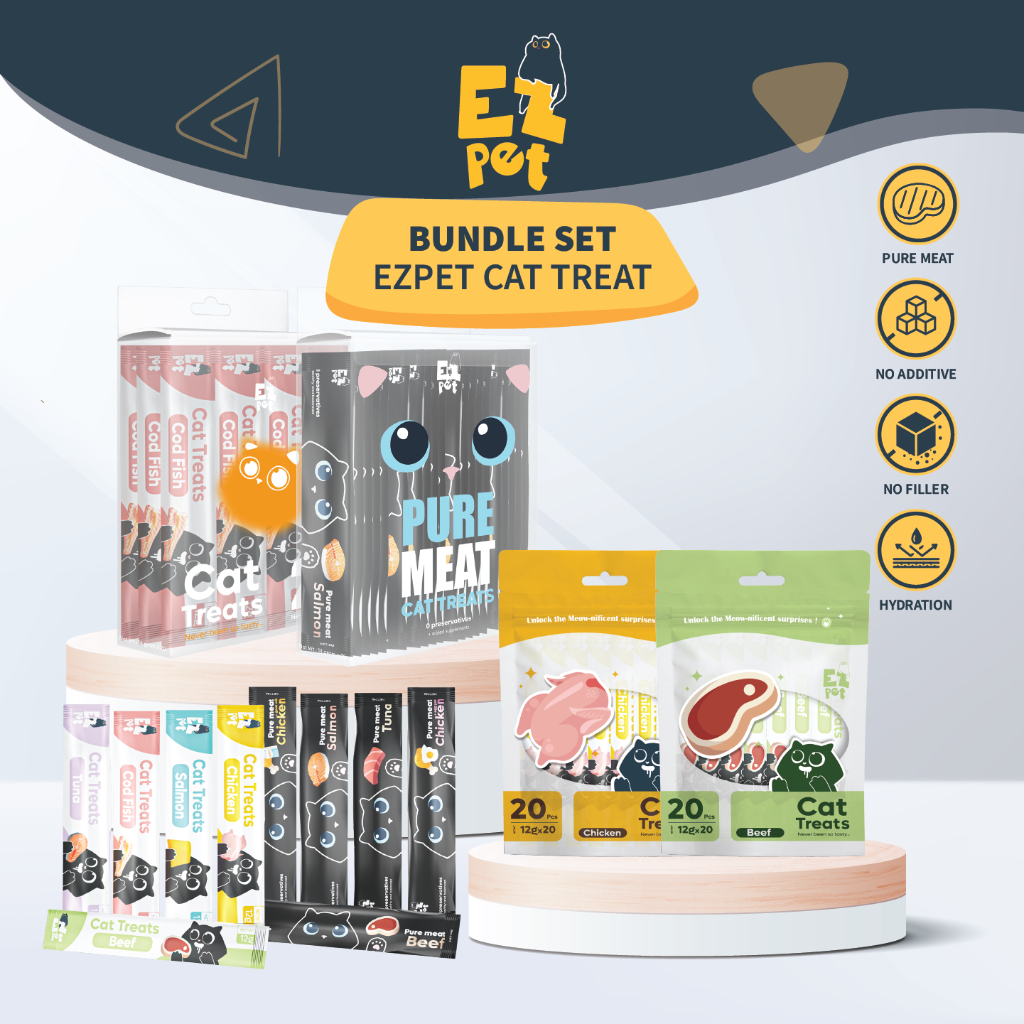 EZPET🐱【10/20 PCS BUNDLE Cat Treats Series】100% PREMIUM REAL MEAT Cat ...
