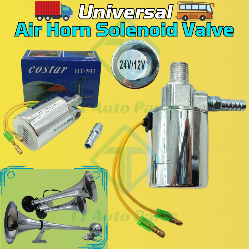 12V~24V Universal Twin Long Air Horn Electric Solenoid Valve Switch ...