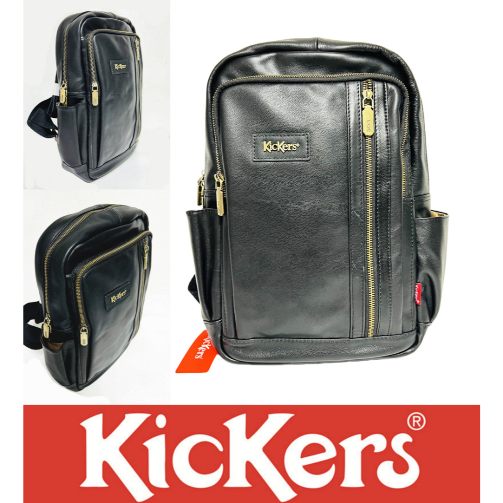 Kickers Leather Computer Laptop Backpack Travel Backpack Rugged style ...