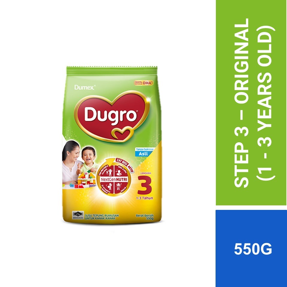 Dumex Dugro Step 3 Original Growing Up Formula 1-3 Years (550g) (Susu, Milk Powder, 奶粉) | Shopee ...