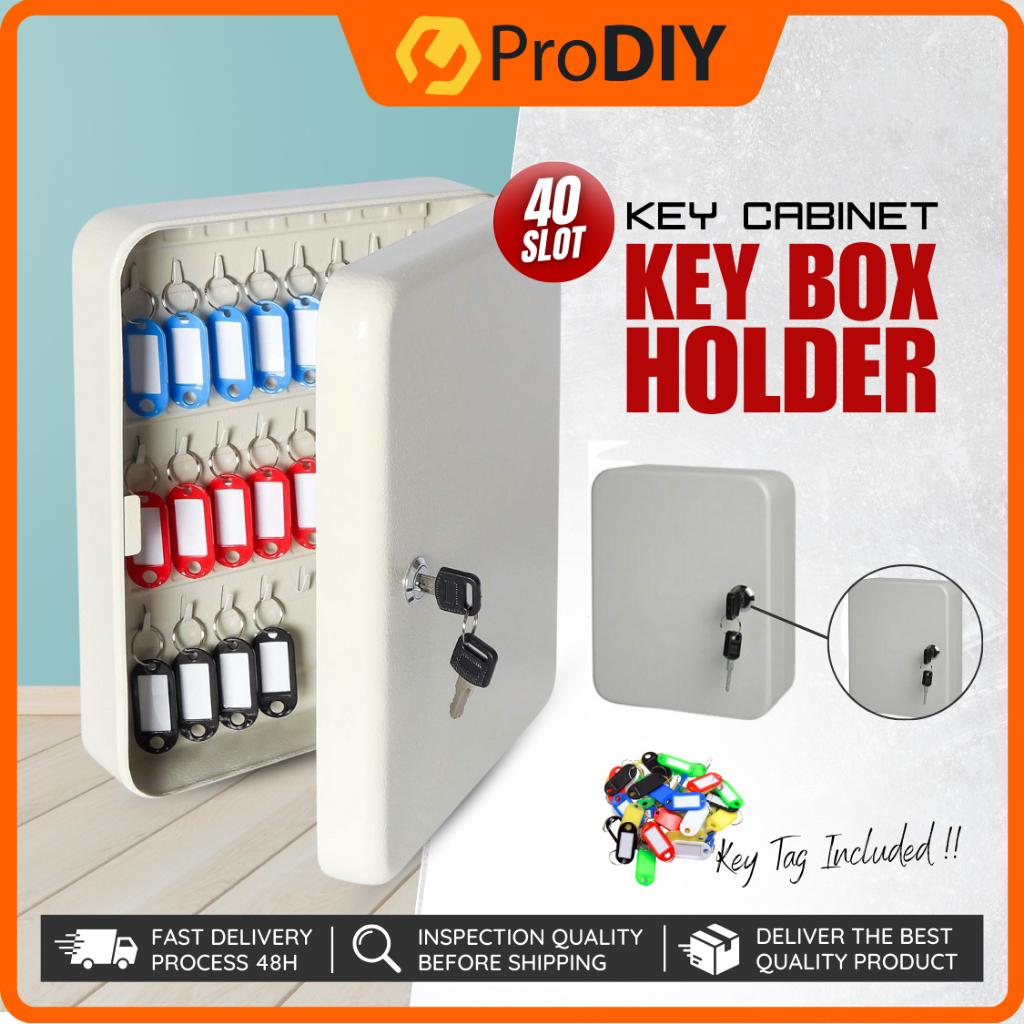 Lockable Security Metal Key Cabinet / Storage Box ( 40 Key Slots ...