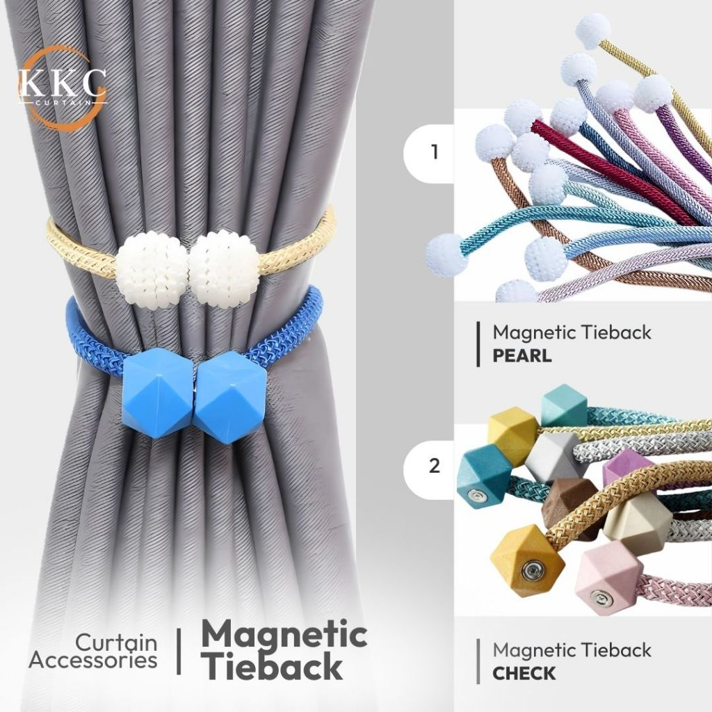 KKC 1Pcs Pengikat Langsir Magnet/Curtain Tieback Pearl & Check Design ...