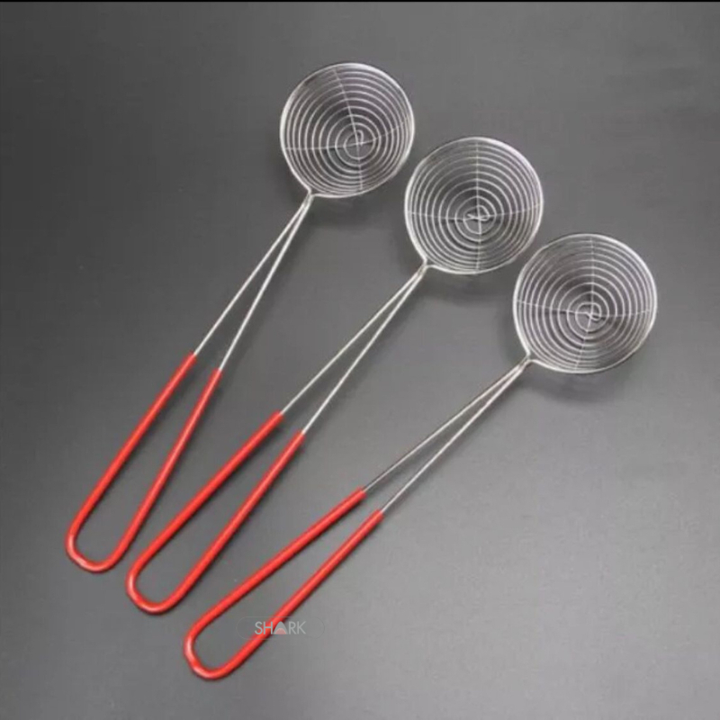 Pearl Colander Stainless Steel Red Handle Milk Tea Spoon Egg White Yolk ...