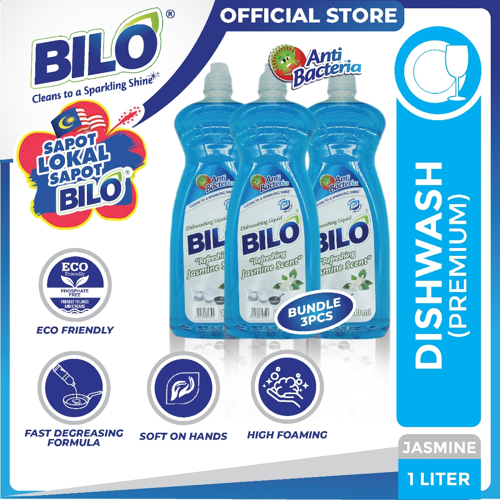 BILO DISHWASH LIQUID (Bundle 1Litre x 3)-JASMINE-ANTIBACTERIAL ...