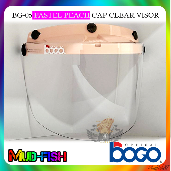 BOGO BG-05 BG05 3 BUTTONS PASTEL PEACH COLOUR CAP (CLEAR VISOR ...