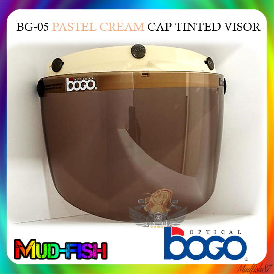 BOGO BG-05 BG05 3 BUTTONS PASTEL CREAM COLOUR CAP (TINTED VISOR ...