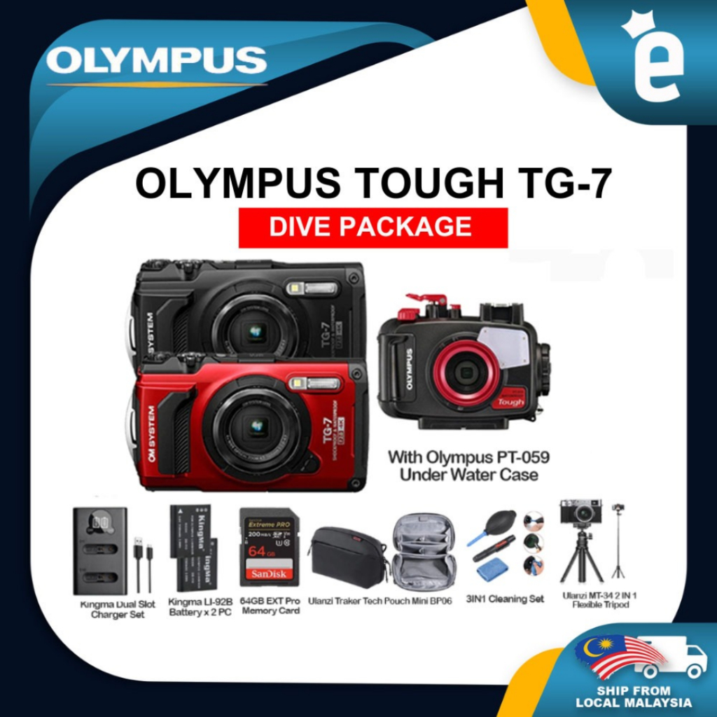 Olympus OM SYSTEM Tough TG-7 / TG7 Digital Camera (Black/Red) | Shopee ...