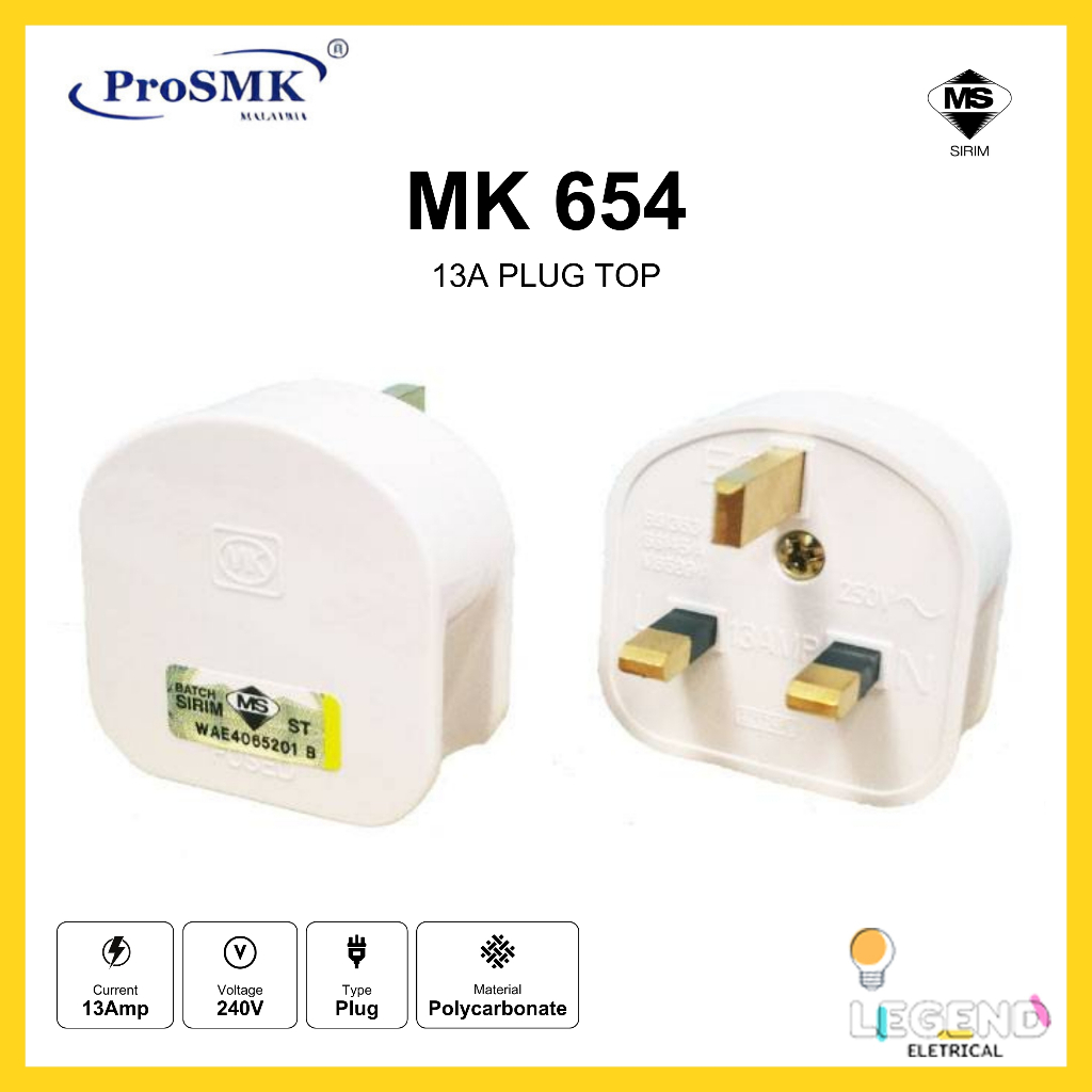 MK 654 13A Fused Plug Top 250V Kepala Plug Socket Plug | Shopee Malaysia