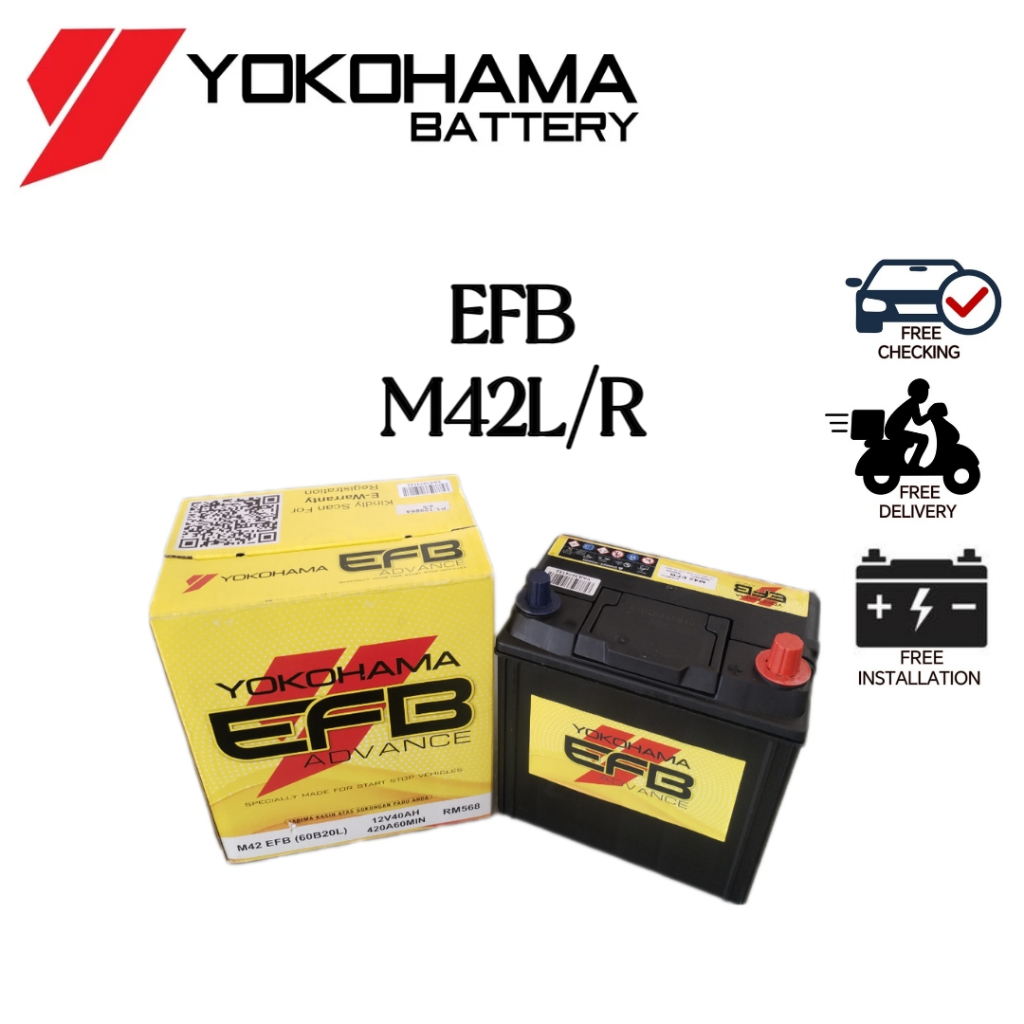 [ Installaton Provided ] M42 EFB | 60B20L/R | B20 L/R ] YOKOHAMA EFB | Car Battery Bateri Kereta ...