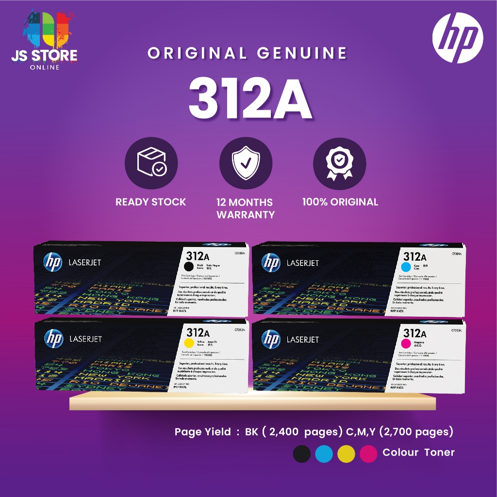 [100% ORIGINAL] HP 312A LaserJet Toner Cartridge HP CF380A CF381A ...