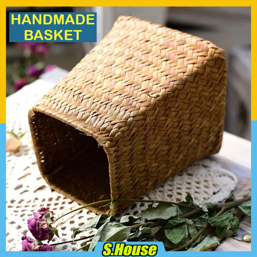Rattan Basket Flower Vase Organizer Storage Pot Bouquet Light Pasu ...