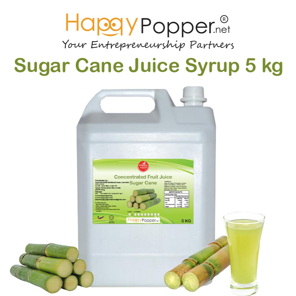HAPPYPOPPER Sugar Cane Juice Concentrated Syrup 5kg For Commercial Milk Tea Shop 5 kg Fruit Mix ...