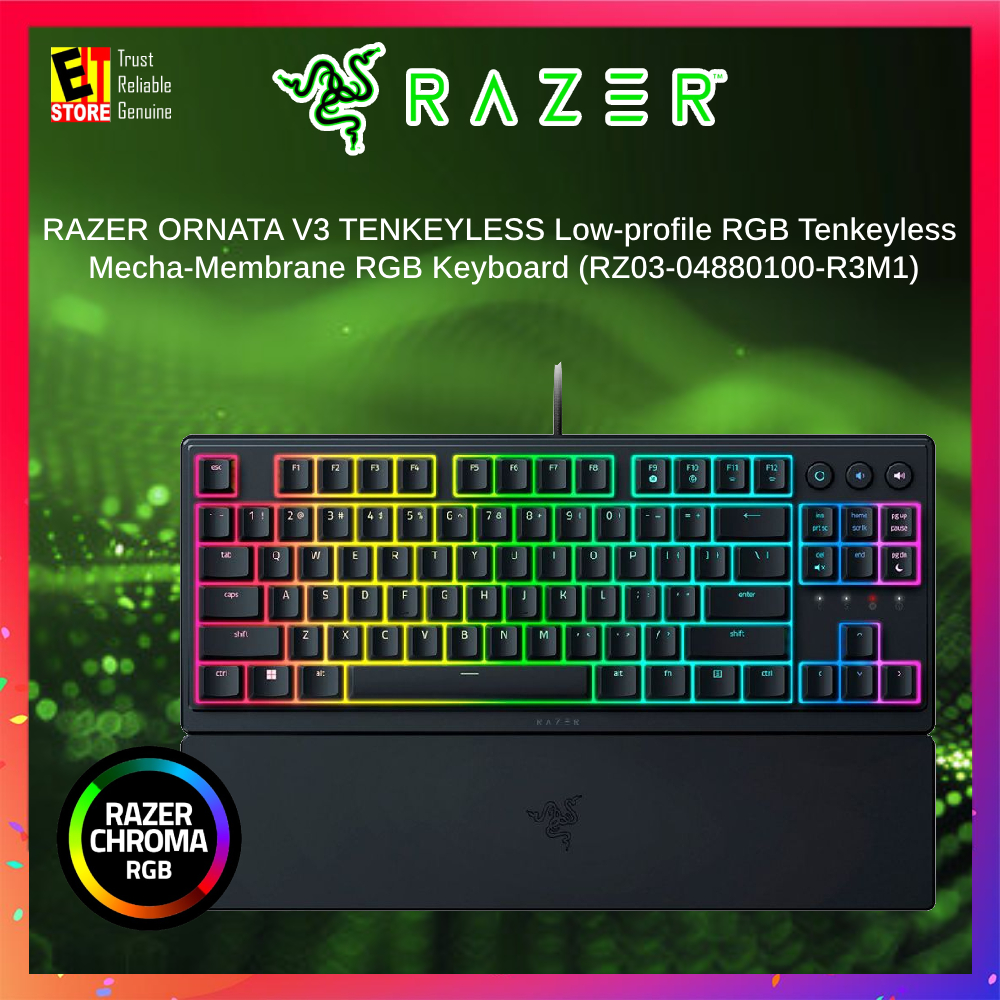 RAZER ORNATA V3 TENKEYLESS Low-profile RGB Tenkeyless Mecha-Membrane ...
