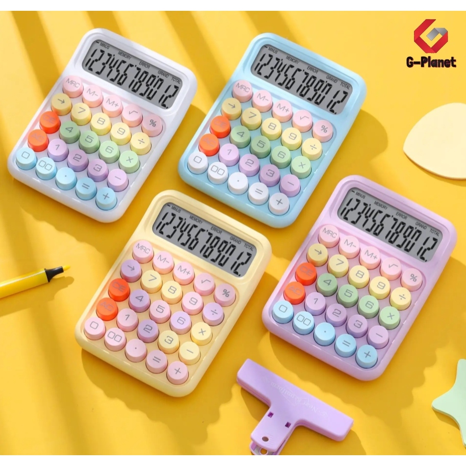 Morandi Color Calculator 12 Digits Large Display Mechanical Dot ...