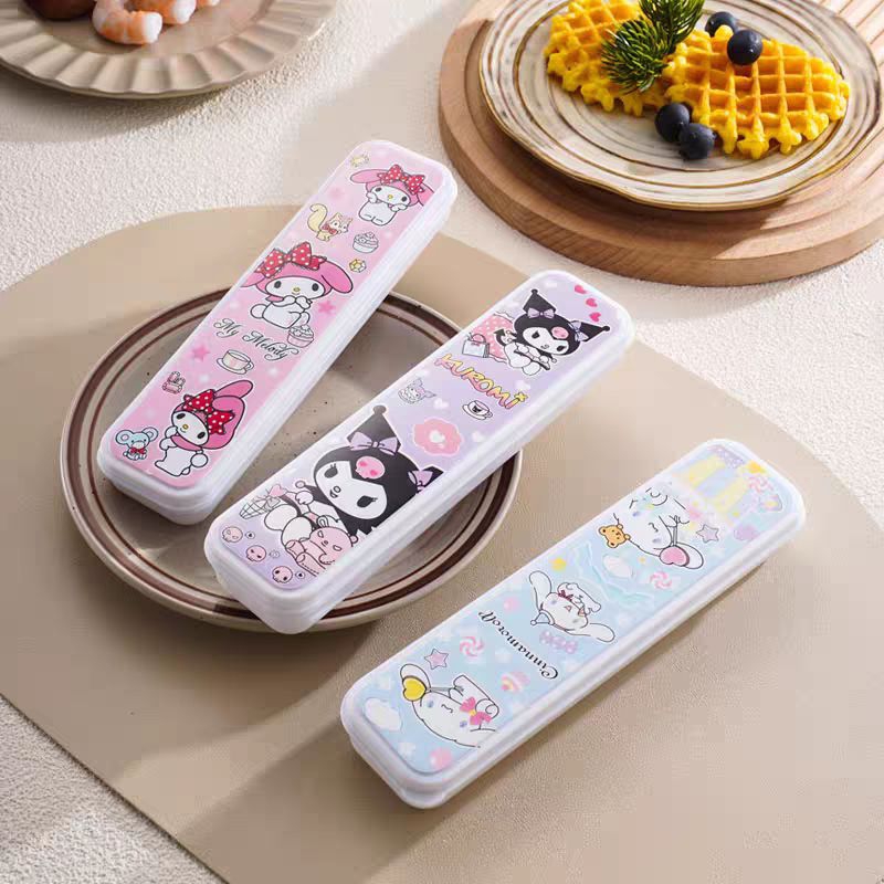Cute Cartoon Children's Tableware Set Stainless Steel Fork Spoon Chops ...