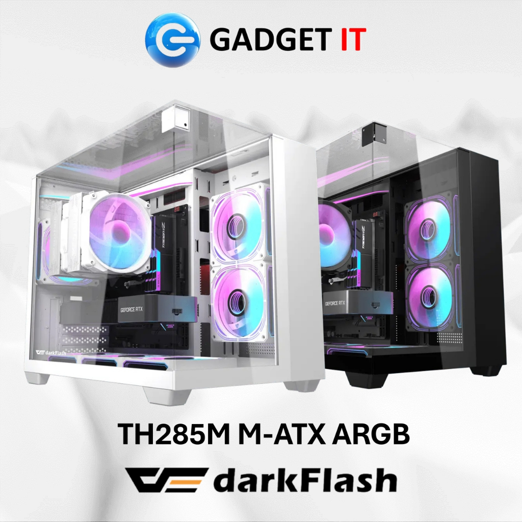 DARKFLASH TH285M M-ATX ARGB PC CASING ( BLACK / WHITE ) | TEMPERED ...