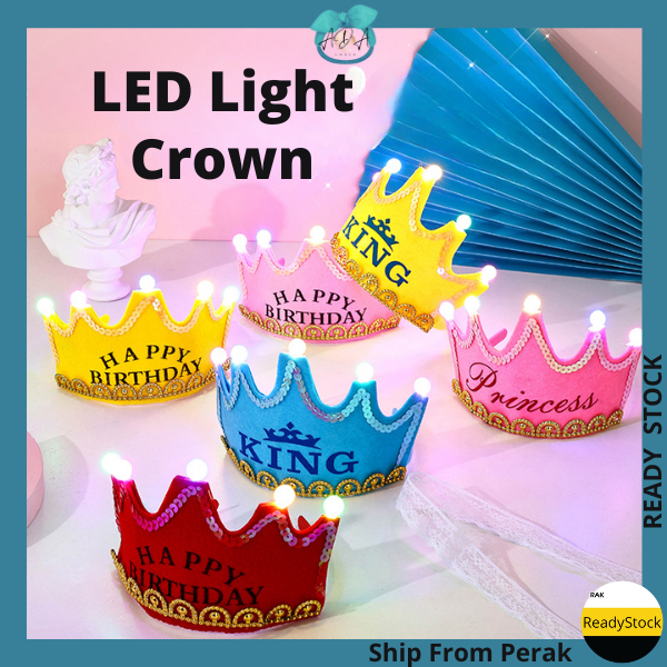 AIDA. LED CROWN Happy Birthday Party Hat Princess King Headband Hari ...