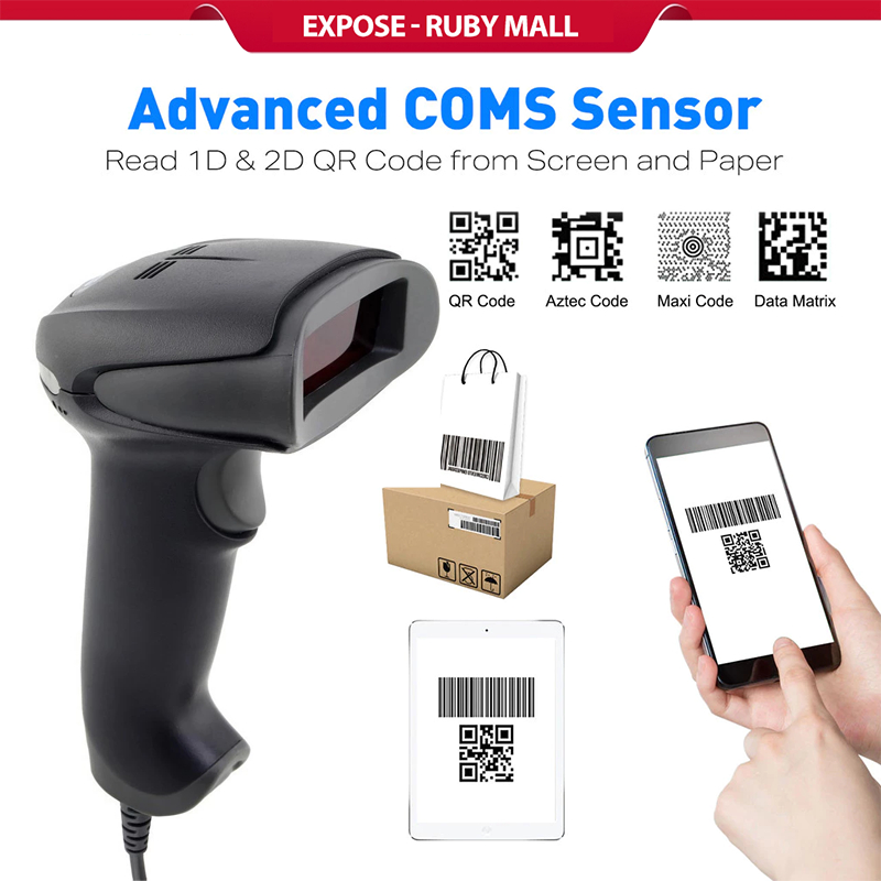 Barcode Scanner Wireless Bluetooth Barcode Reader 1D/2D/QR | Shopee ...
