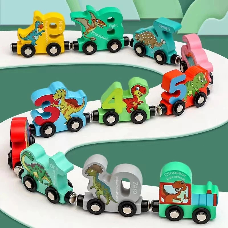 Dinosaur Number Magnet Train Digital Magnetic Car ABC Magnetic Car ...
