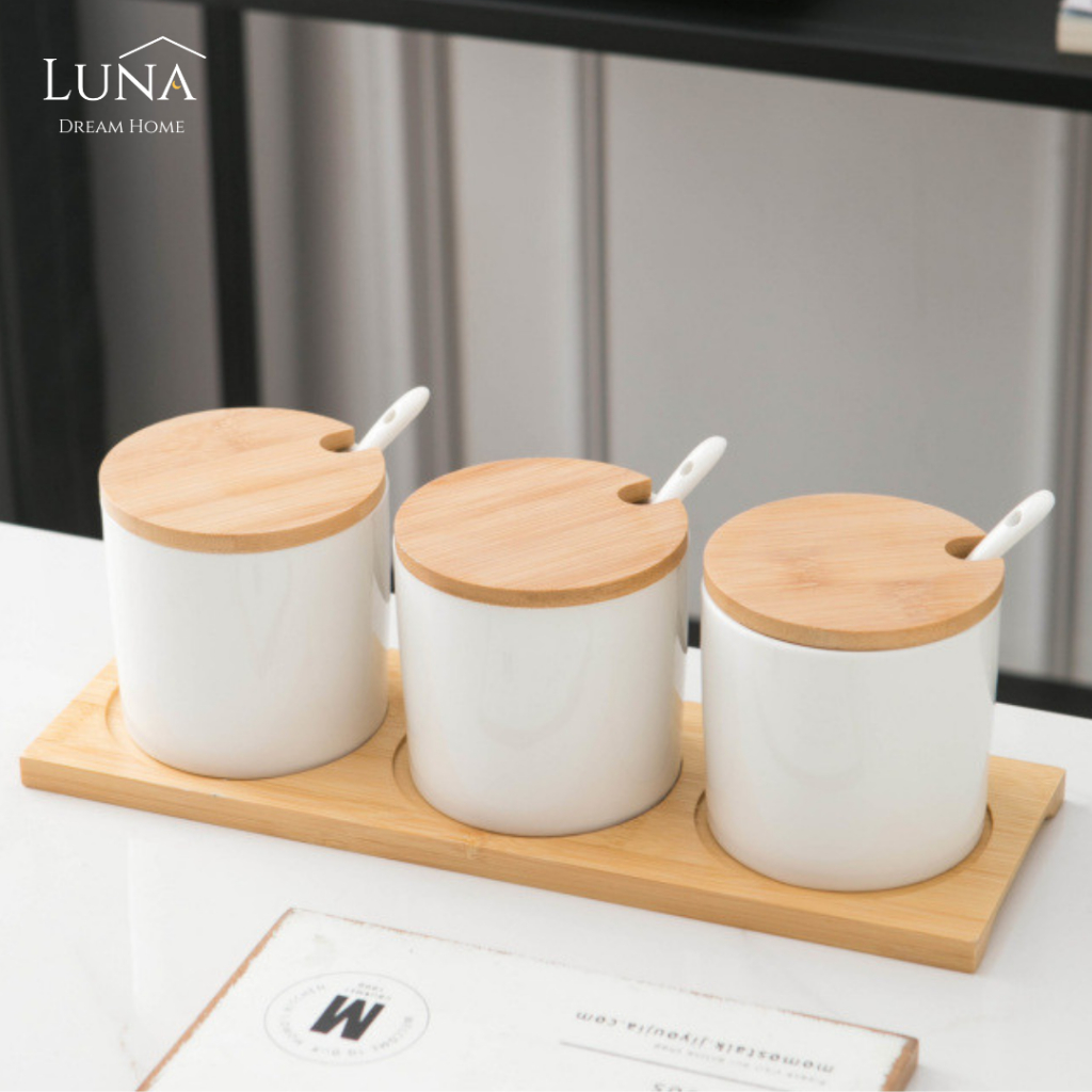LUNA [Capri Spice Jar Set]bekas rempah dapur Ceramic Condiment ...