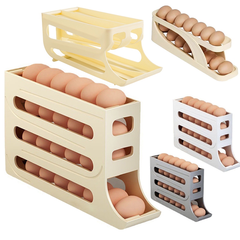 Egg Dispenser Automatically Rolling Egg Storage Box Container 2 Tier ...