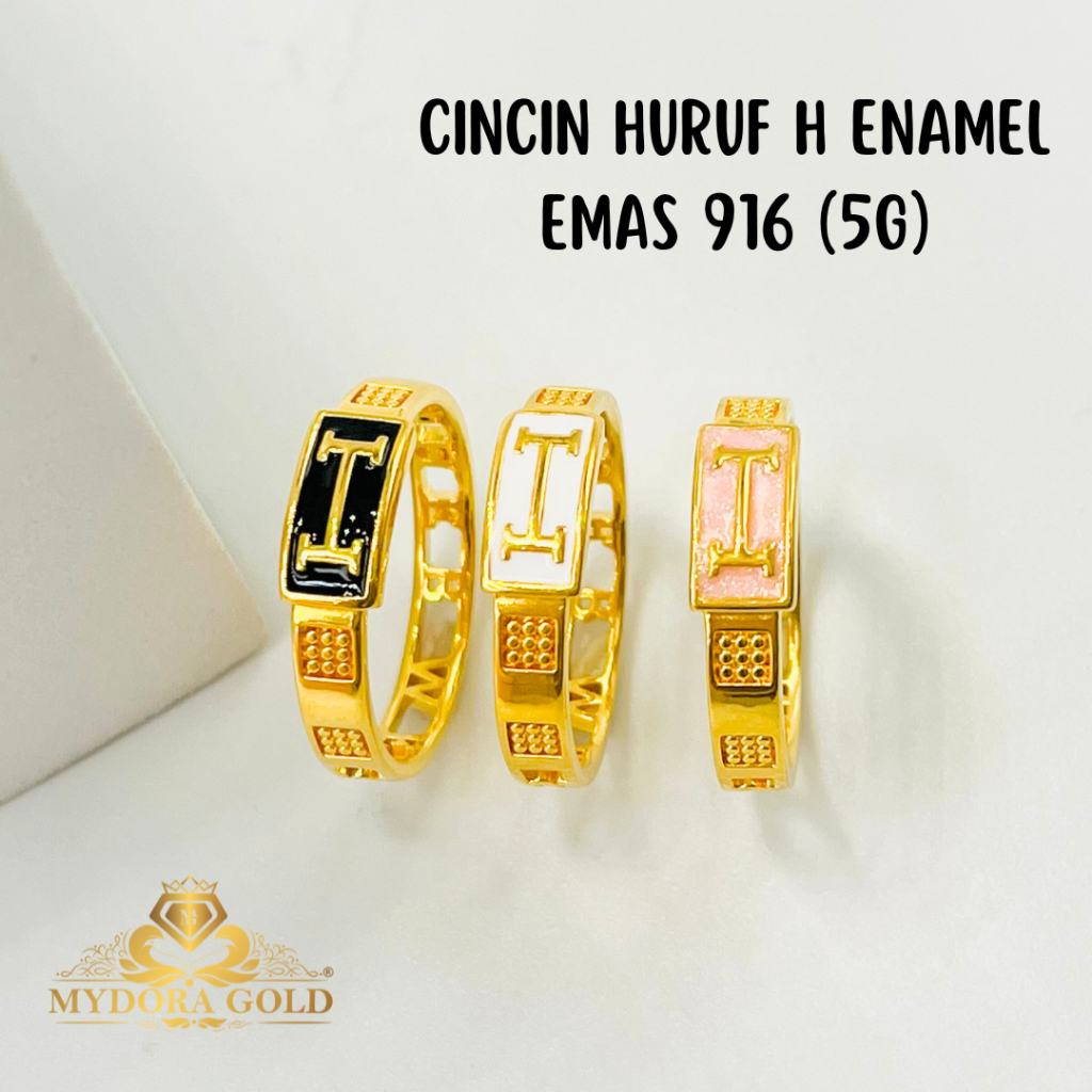 MYDORA Cincin Huruf H Enamel (5G) l EMAS 916/22K | Shopee Malaysia