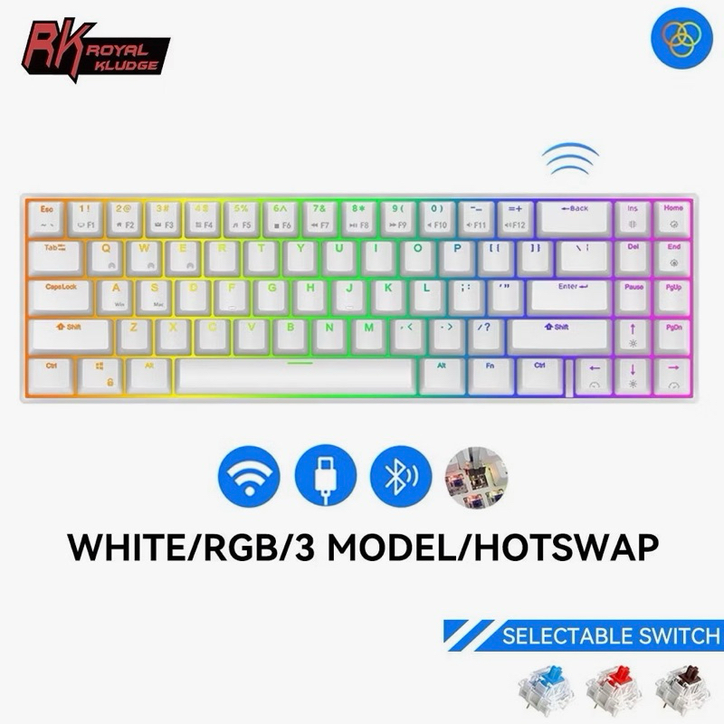 (PRELOVED) RK71 Royal Kludge 71 Keys Bluetooth 5.0 USB C Dual Mode 60% RGB Backlit Mechanical ...
