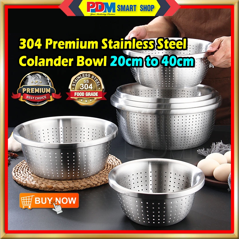 PDM Premium 304 Stainless Steel Vegetable Drain Basket Colander Bowl ...