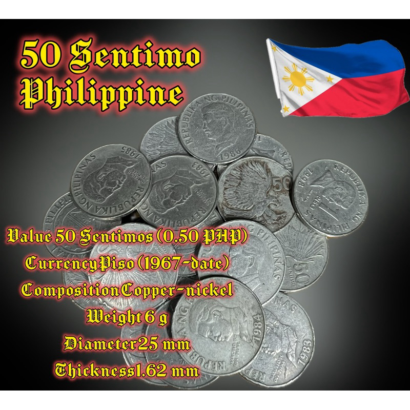 Philippine 🇵🇭 50 Sentimo Large Type 1983-2000 Random Koin Pick | Shopee ...