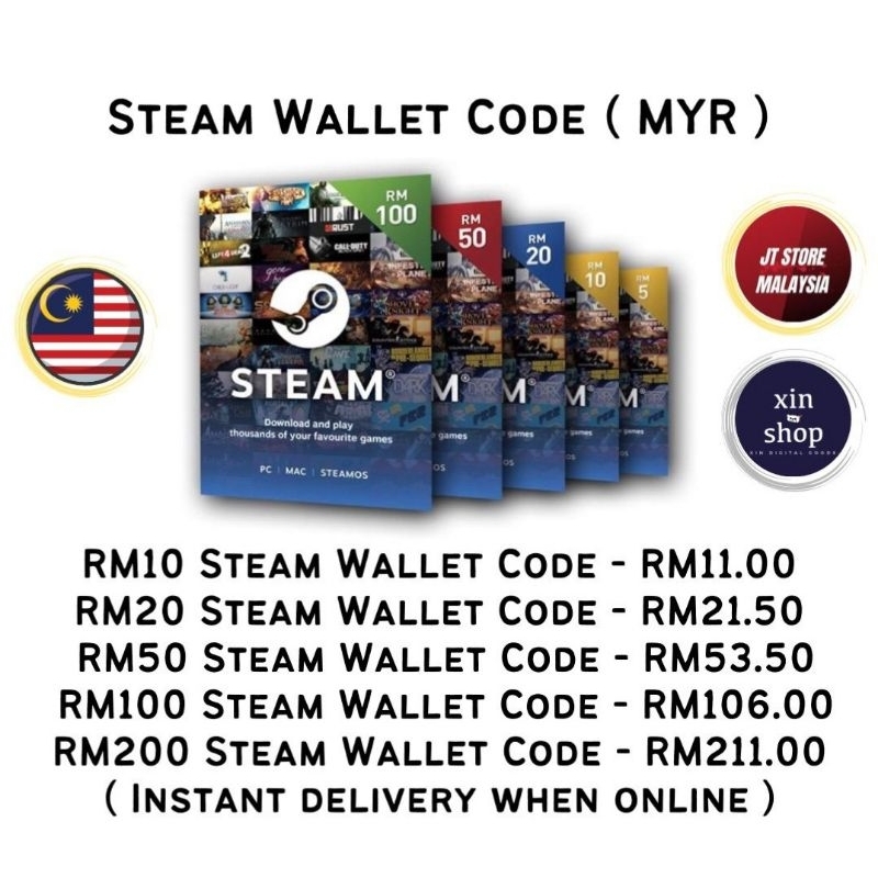 [MYR🇲🇾] Steam Wallet MY steam my Steam Code Steam Wallet Malaysia RM50, 100, 200, | Shopee Malaysia