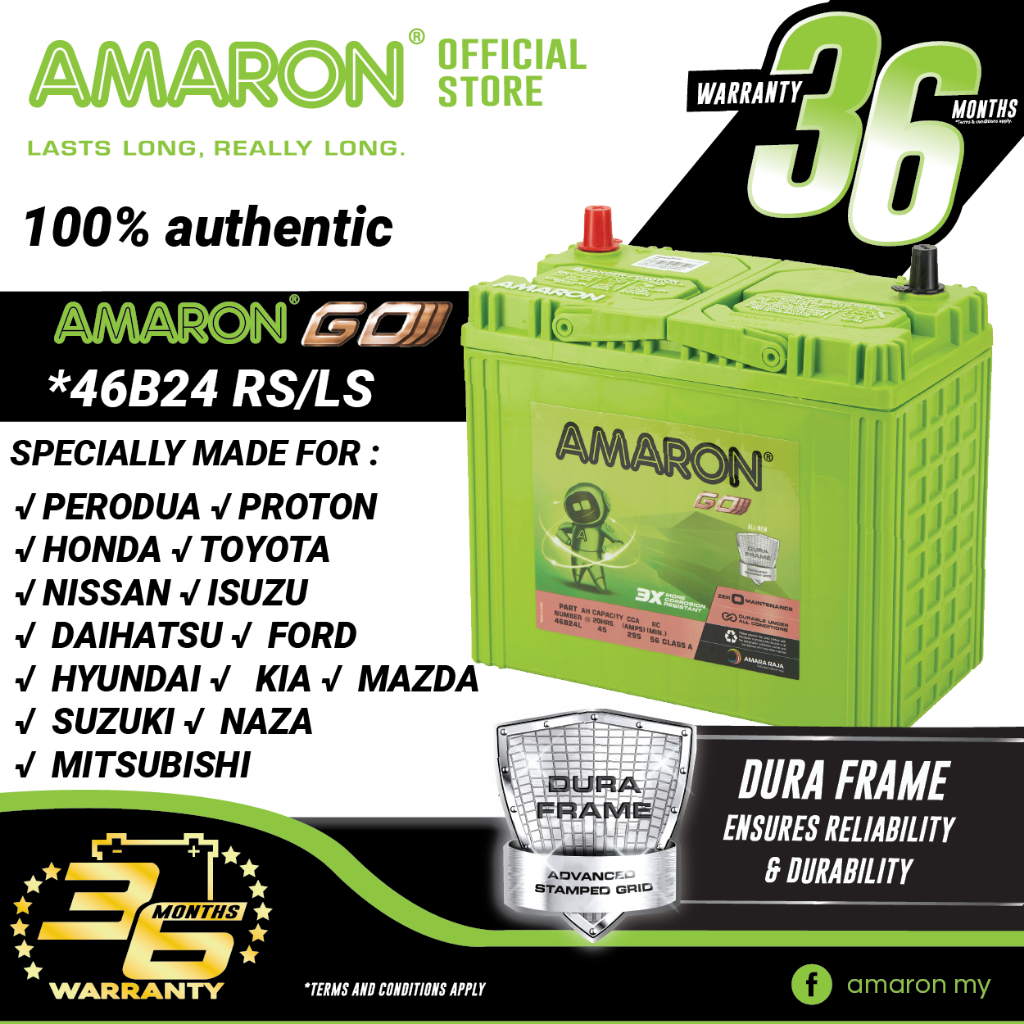 AMARON GO Series 46B24RS/LS [NS60RS/LS] Car Battery | Shopee Malaysia