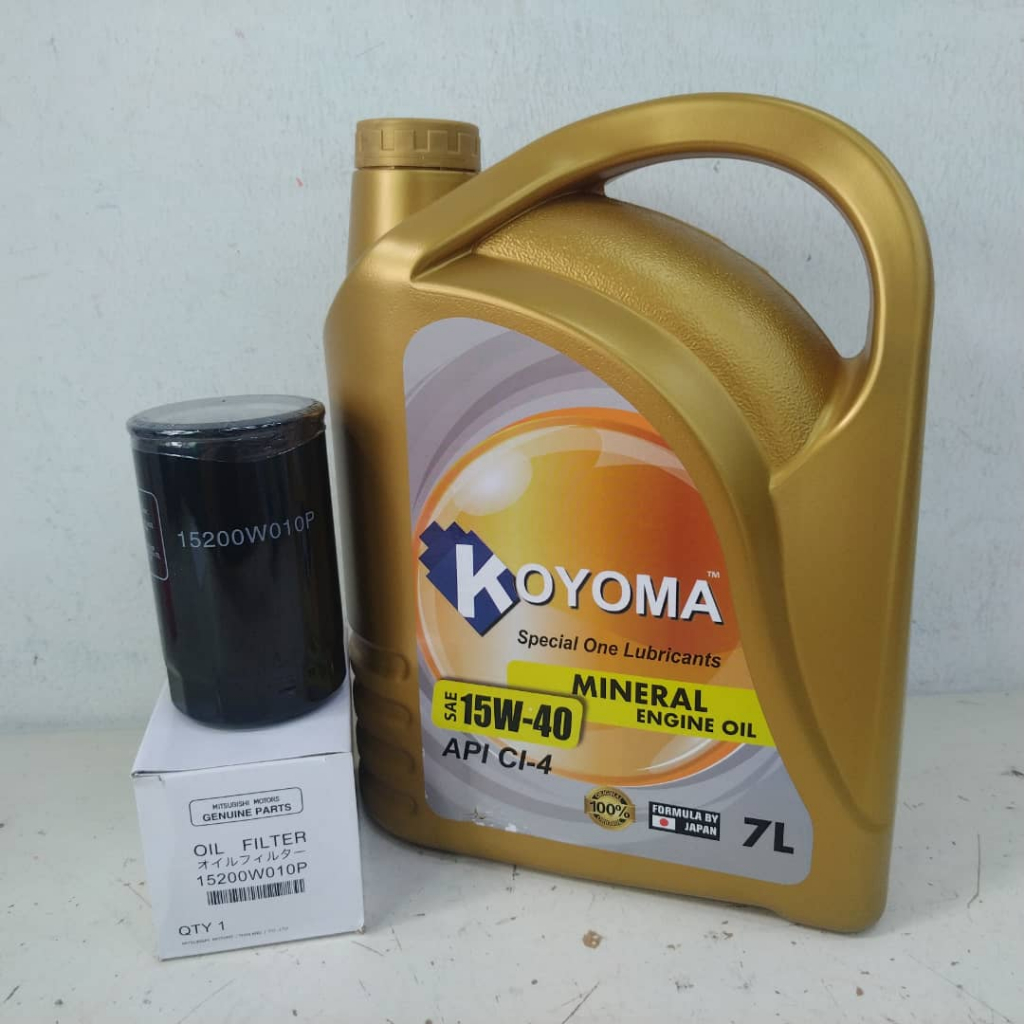 MITSUBISHI TRITON 2.5 3.2 VGT OIL FILTER + KOYOMA 15W40 CI-4 7LITER ...