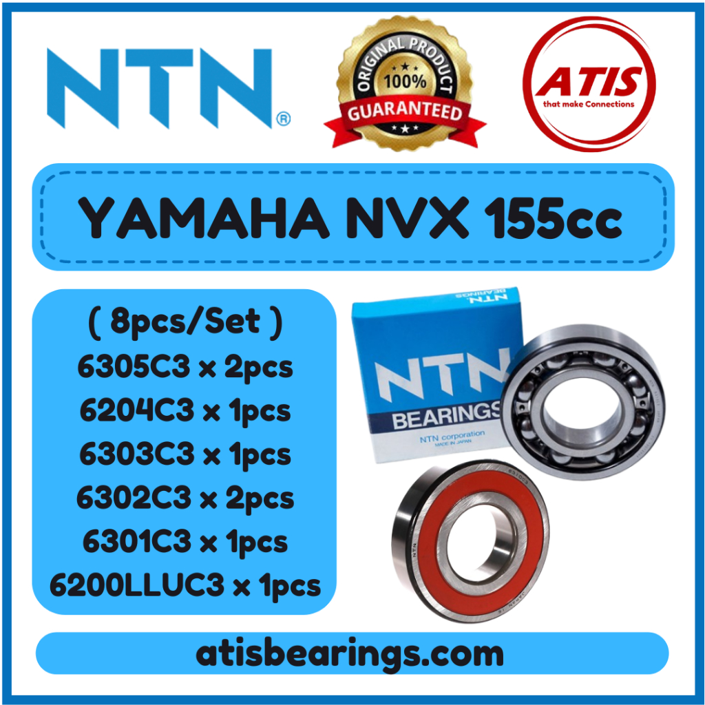 NTN YAMAHA NVX 155cc ( 8pcs/Set ) Engine Transmission Bearings Set ...