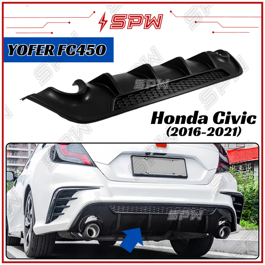 Honda Civic FC (2016-2021) FC450 YOFER Rear Diffuser Rear Bumper Lips ...