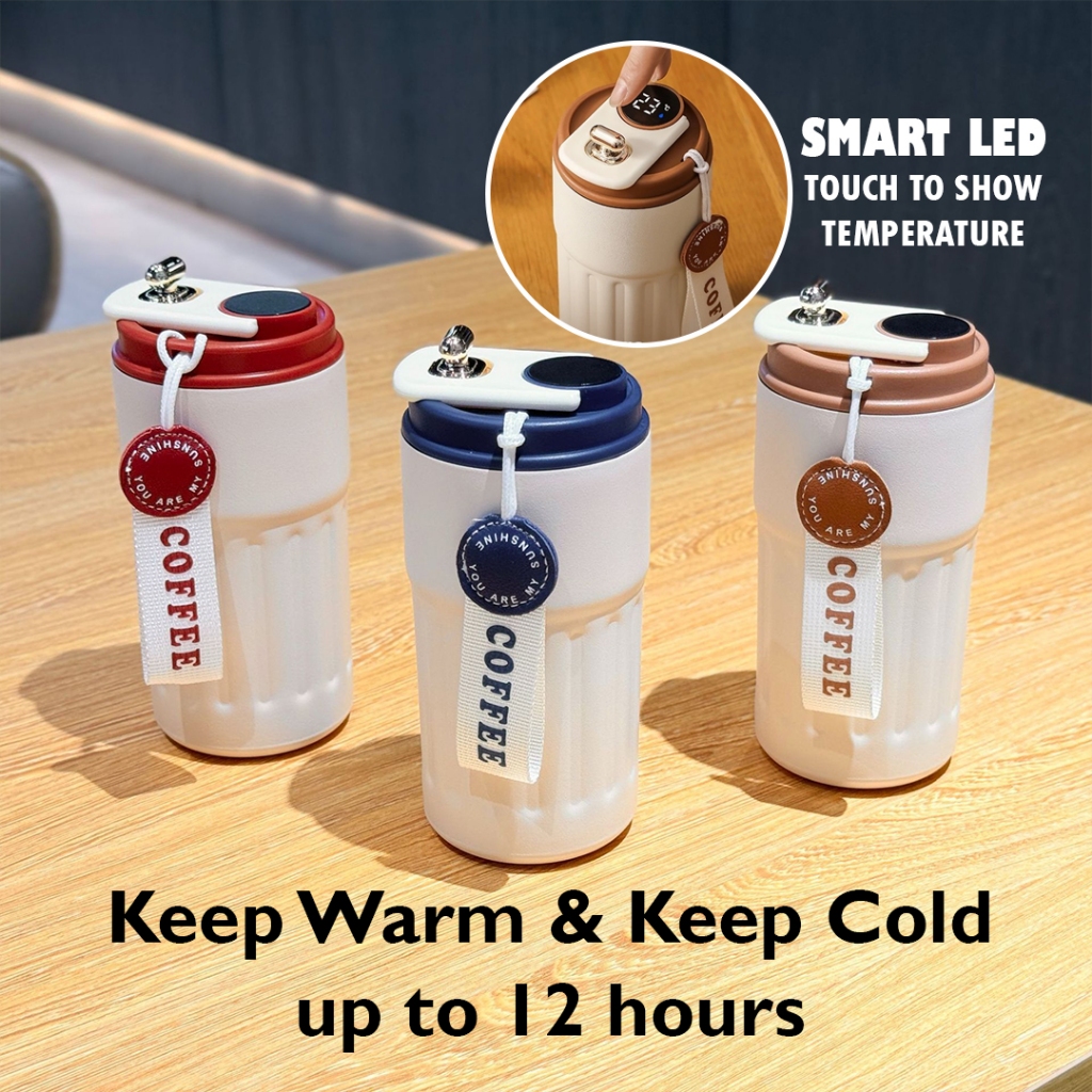 LED Smart Digital Thermos Bottle Temperature Display Coffee Cup SUS 316 ...