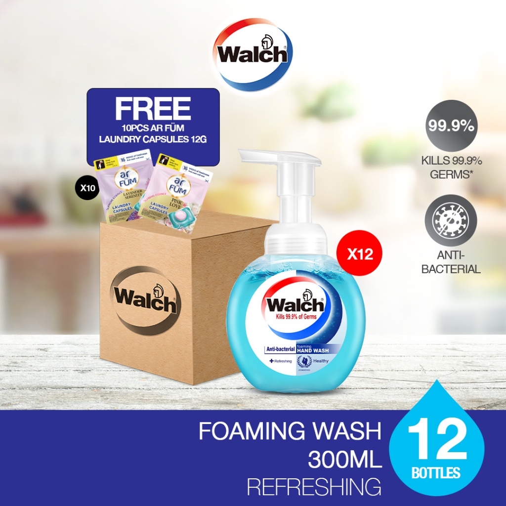 [CARTON DEAL] Walch Antibacterial Foaming Wash (300ml x 12 Bottles ...