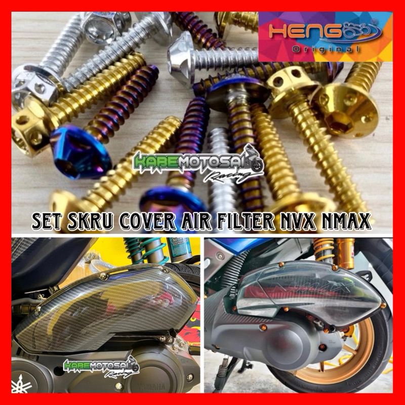 🏁 SET SKRU COVER AIR FILTER BOX YAMAHA NVX NMAX V1 V2 🏁 ORIGINAL HENG ...